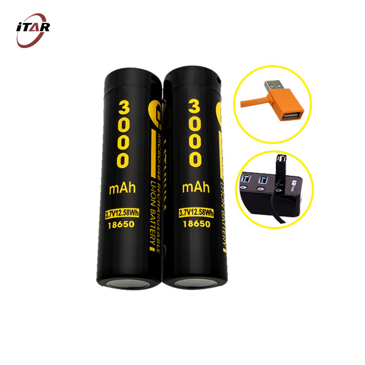 18650 3200 Mah Lithium Ion Battery 3.7 V Rechargeable Cell With USB ...