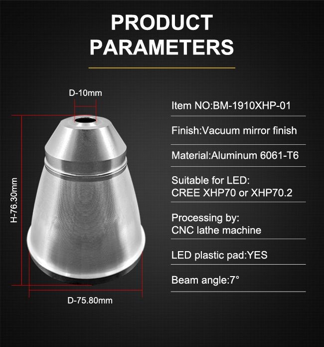 LED Aluminium Light Reflector With Mirror Coated 40mm Height