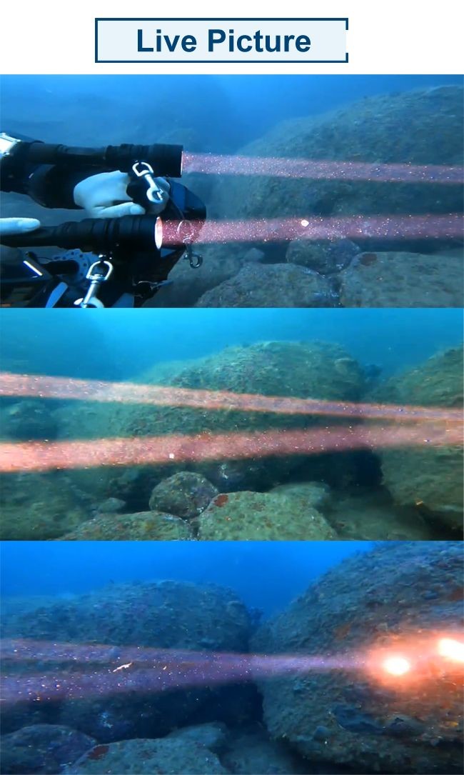 IP68 Underwater Lights For Scuba Diving White Laser With 21700 Li Ion ...